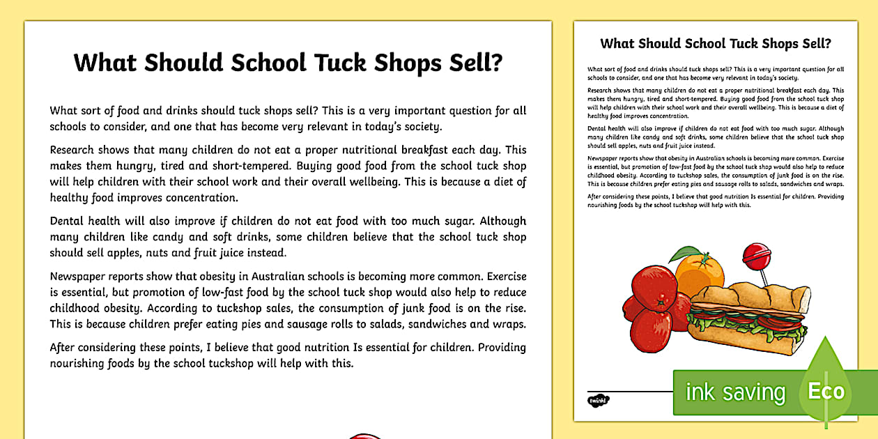 What Should School Tuck Shops Sell? Discussion Writing Sample