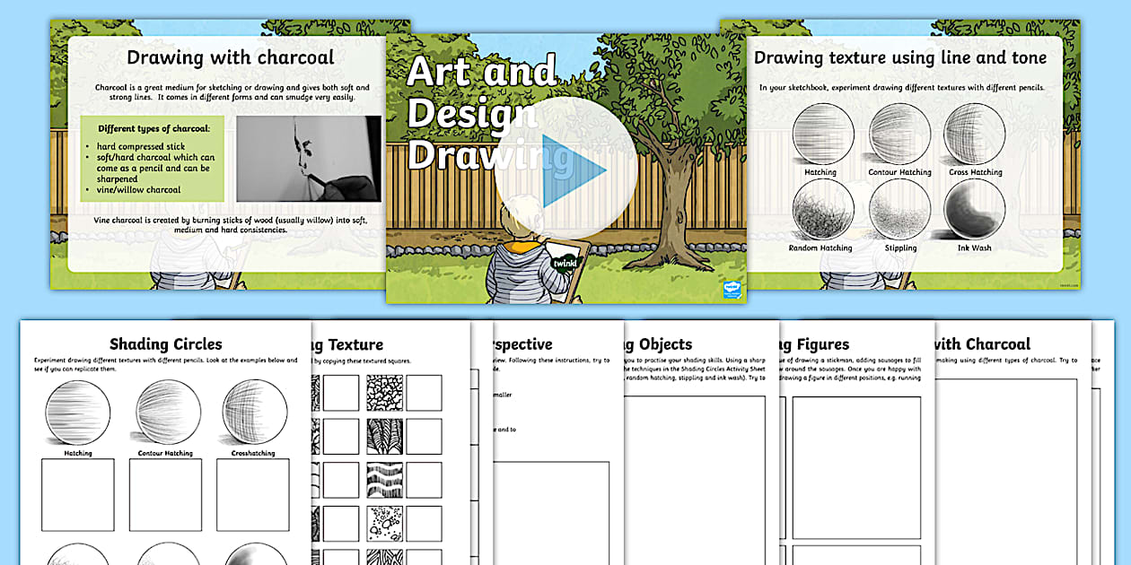 Art Drawing Techniques Lesson Teaching Pack (teacher made)