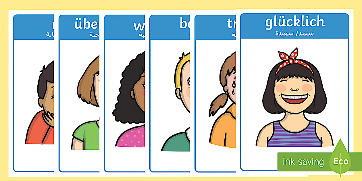 FREE! - Deutsch-Arabische Emotionen und Mienen Poster für die