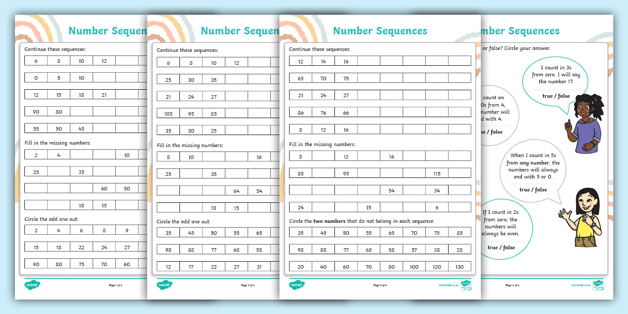 Maths - Counting - Worksheet: Number Sequences - Twinkl