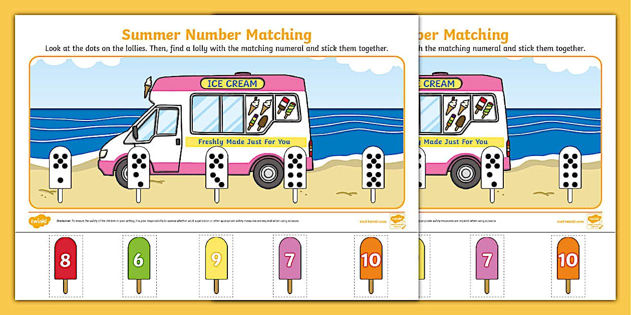 👉 Summer 6-10 Number Matching Activity (teacher made)