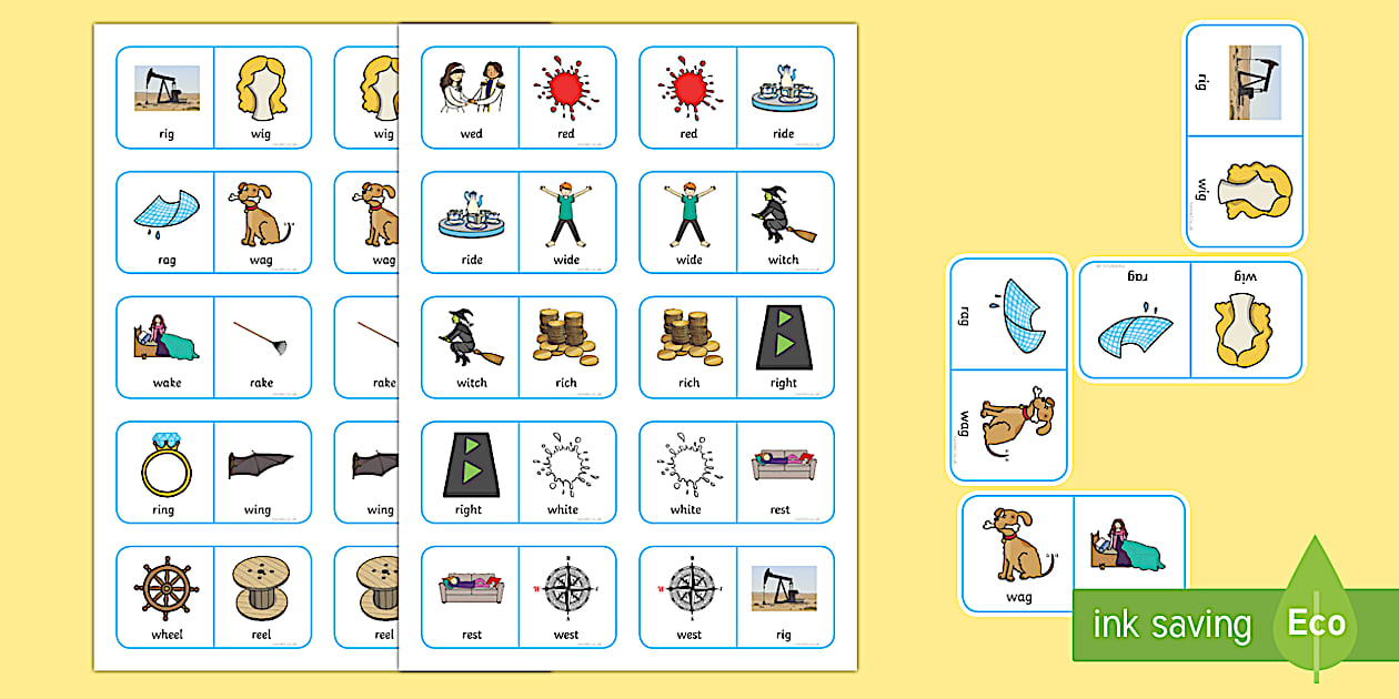 Editable 'r' and 'w' Minimal Pair Dominoes (teacher made)