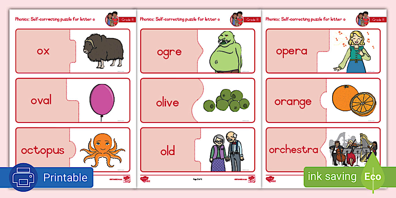 Grade R Phonics: Self-correcting Puzzles Letter o - Twinkl