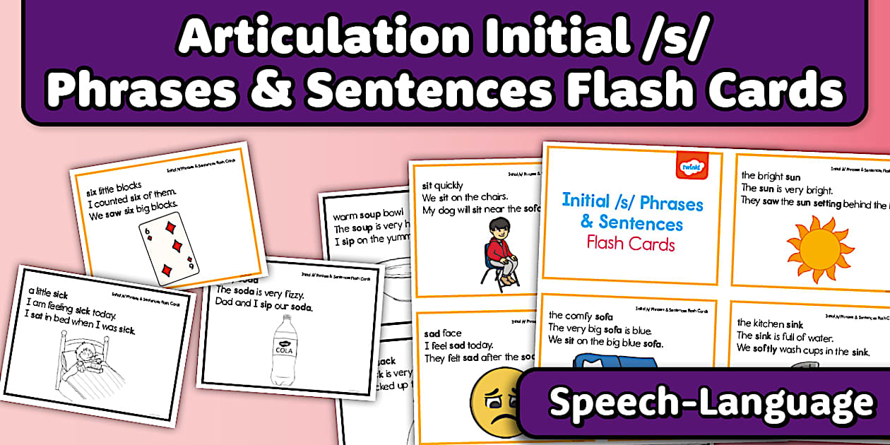 Articulation Initial /s/ Phrases and Sentences Flash Cards