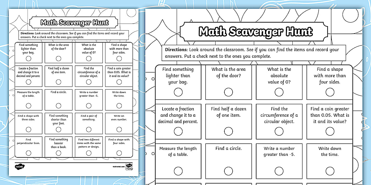 Seventh Grade Math Scavenger Hunt (Teacher-Made) - Twinkl