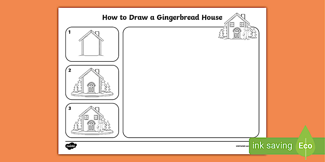 How to Draw a Gingerbread House (teacher made) - Twinkl
