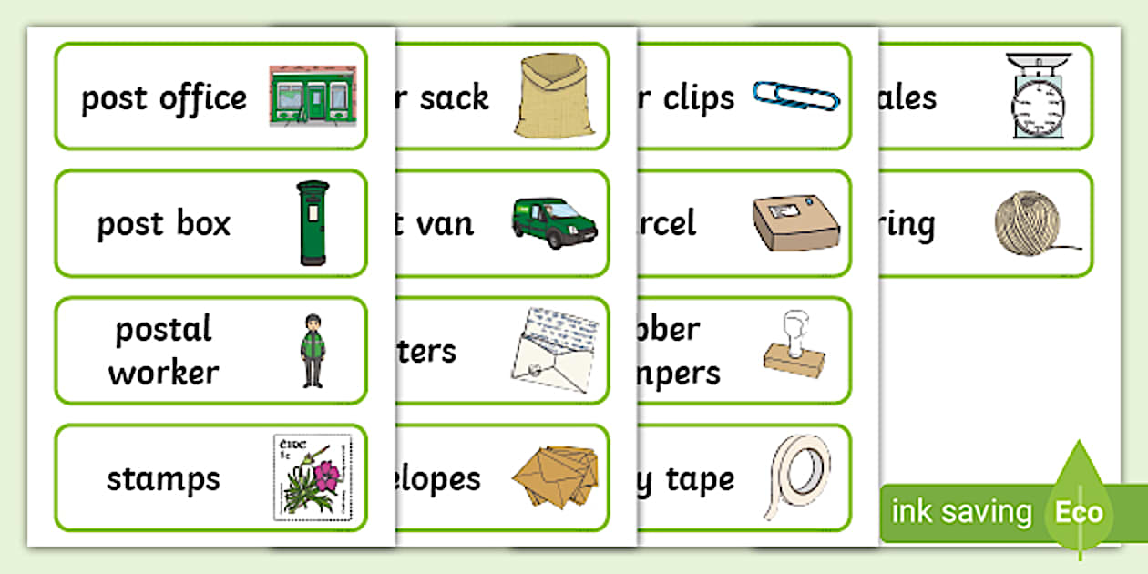 Irish Post Office Word Cards - Twinkl