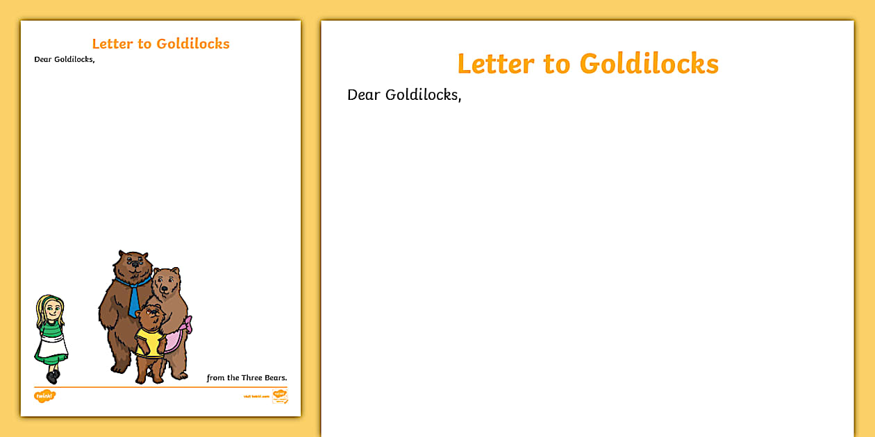 The Three Bears to Goldilocks Letter Writing Frames - Twinkl