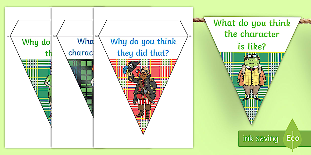 CfE First Level Scottish Reading Prompts and Questions Display Bunting
