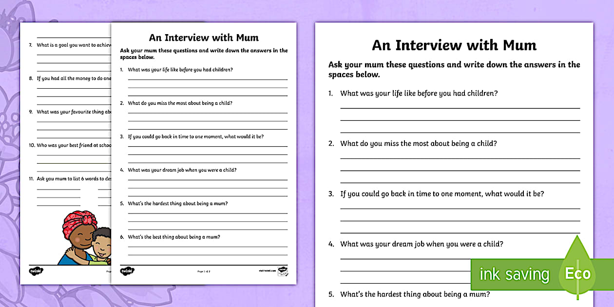 Mother's Day Interview Worksheet / Worksheet - Twinkl