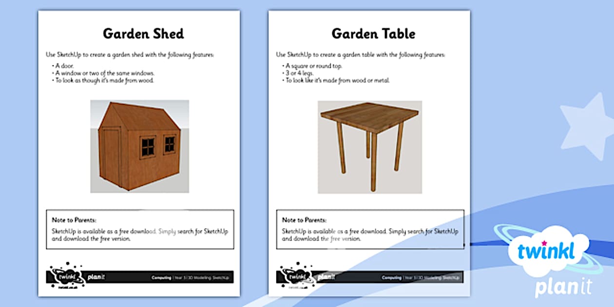 Computing: 3D Modelling SketchUp Year 5 Unit Home Learning Tasks