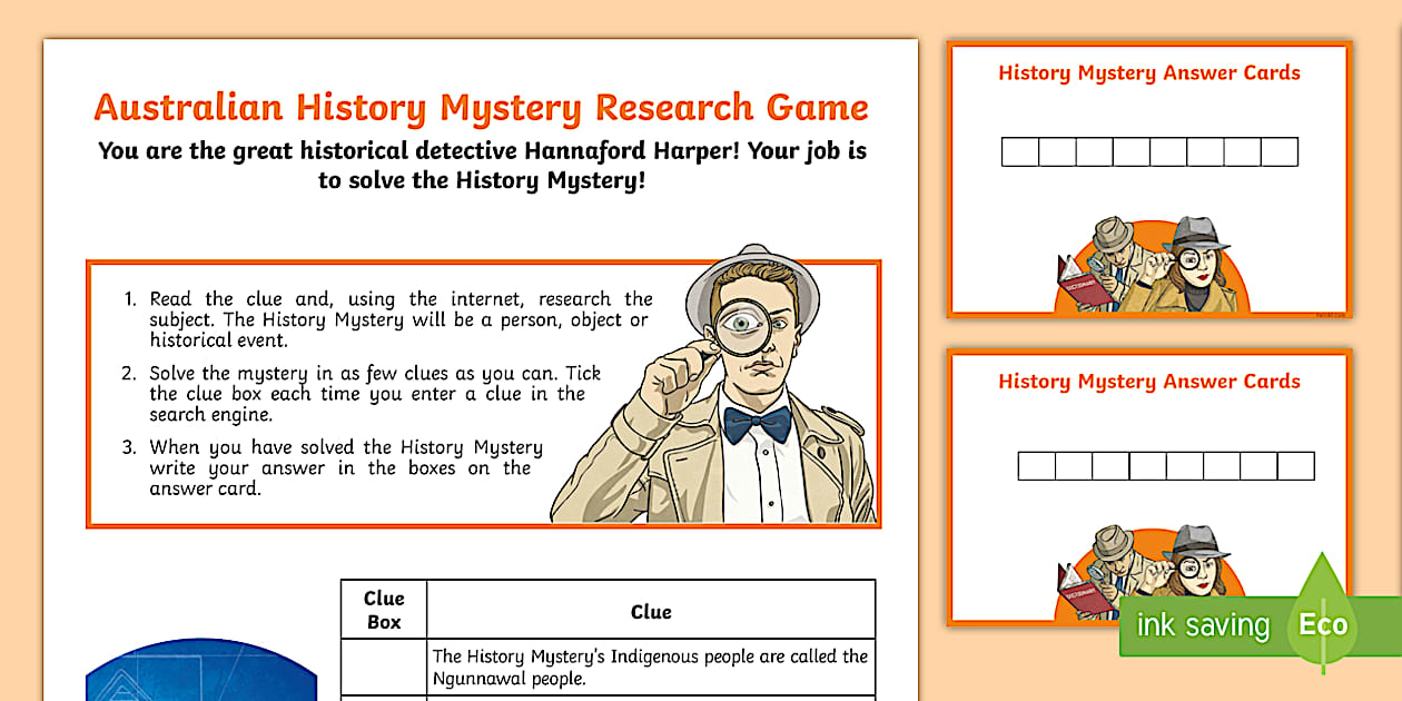 Canberra History Mystery Research Game (teacher made)