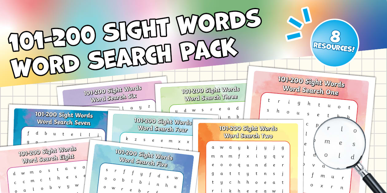 101-200 Sight Words Word Search Pack ∣ F-2 Literacy