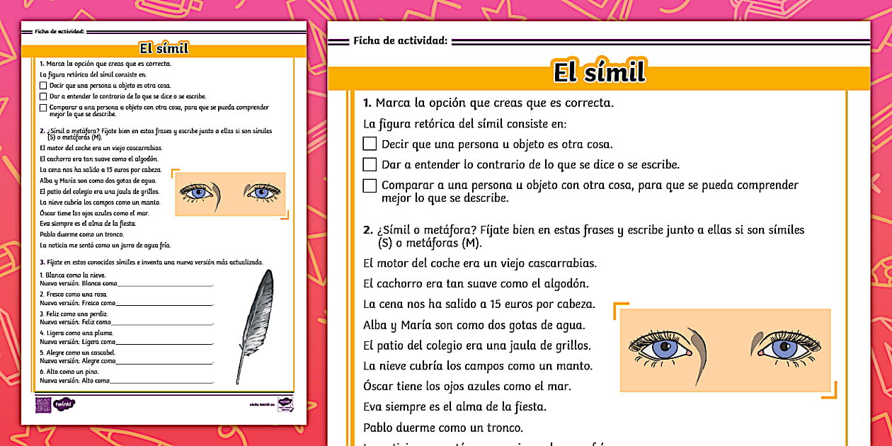 Ficha de actividad: El símil (Hecho por educadores)