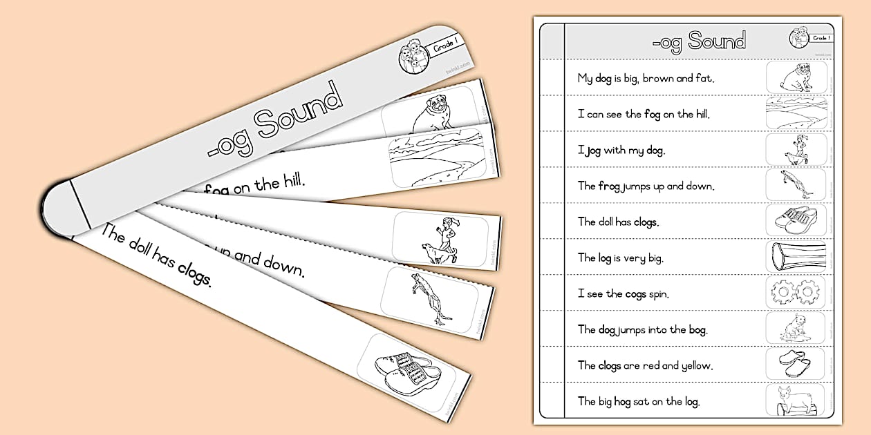 Grade 1 Phonics: -og Reading Strips (Teacher-Made) - Twinkl