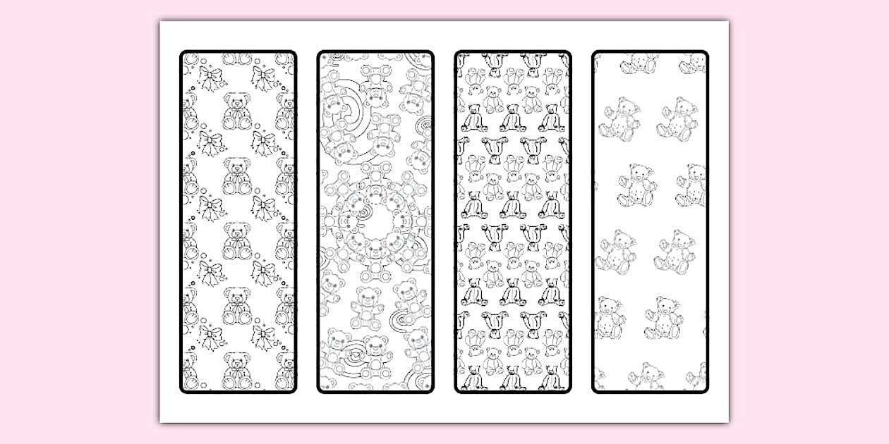 Teddy Bear Colouring Bookmarks (teacher made) - Twinkl