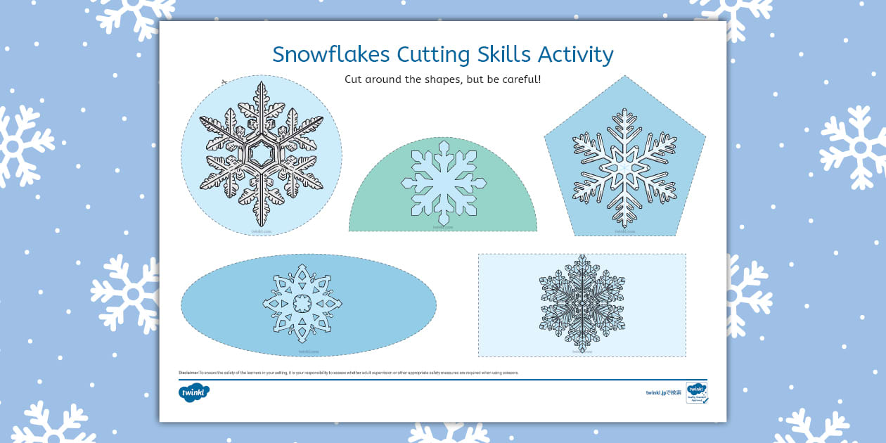 Snowflakes Cutting Skills Activity (teacher made) - Twinkl