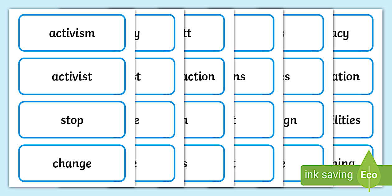 Activism Word Cards (Teacher-Made) - Twinkl