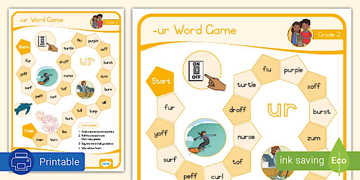 Grade 2 Phonics: -ur Printable Game (teacher made) - Twinkl