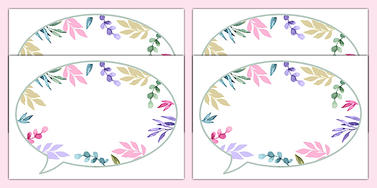 Colourful Botanical-Themed Speech Bubble Display Cut Outs