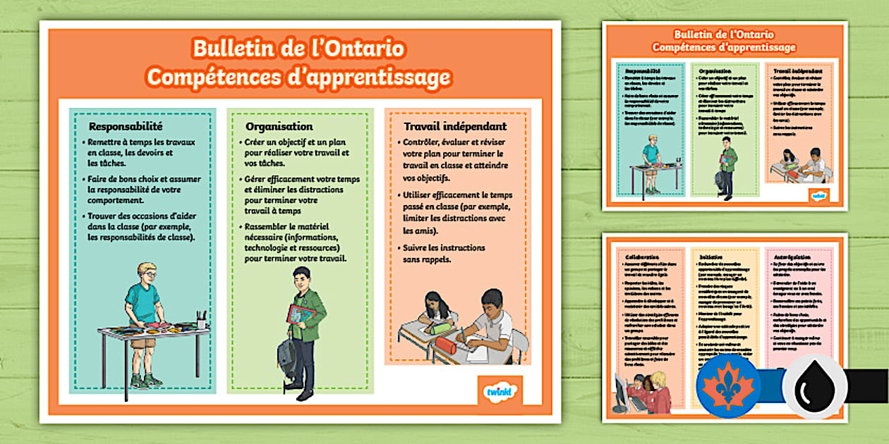 Ontario Learning Skills Grade 4-6 Poster French - Twinkl