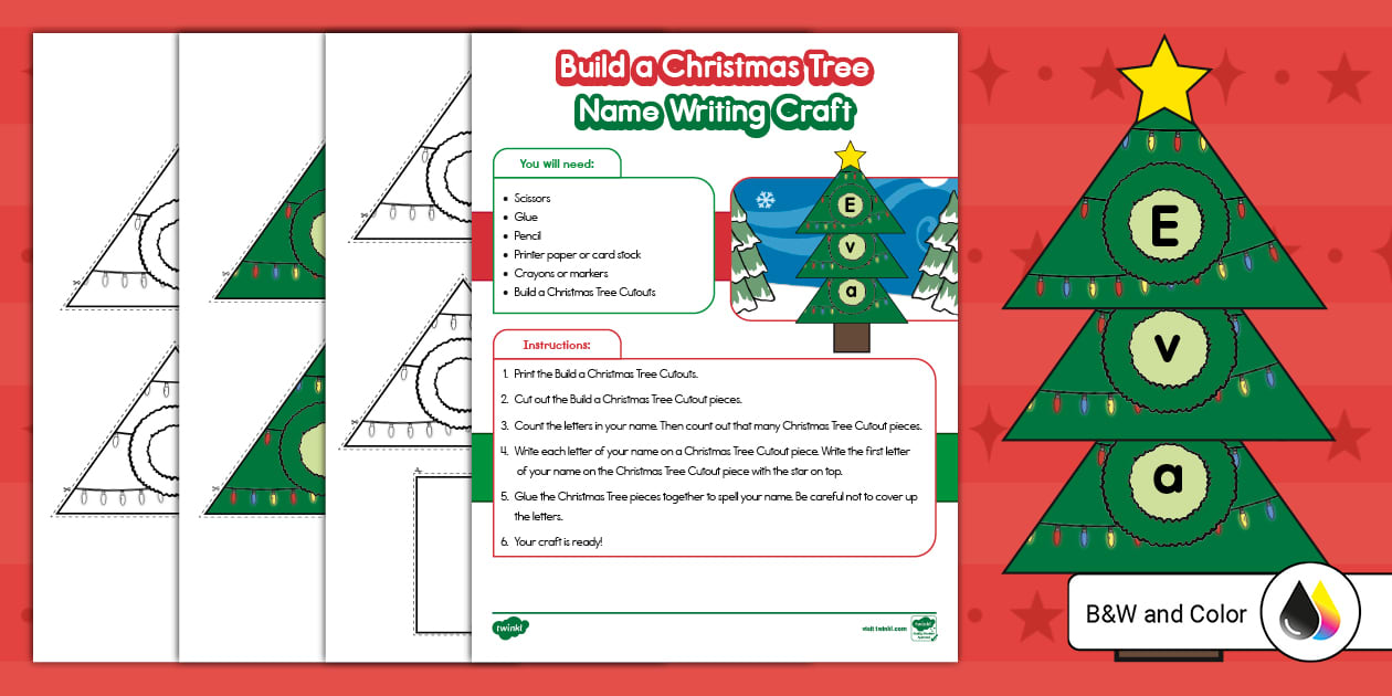 Build a Christmas Tree Name Writing Craft (Teacher-Made)