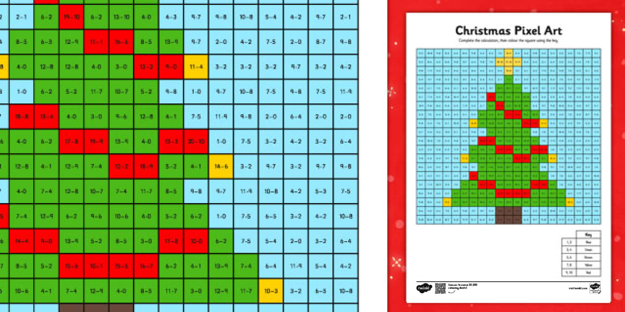 KS1 Christmas Pixel Art Colouring Pages | Teaching Resources