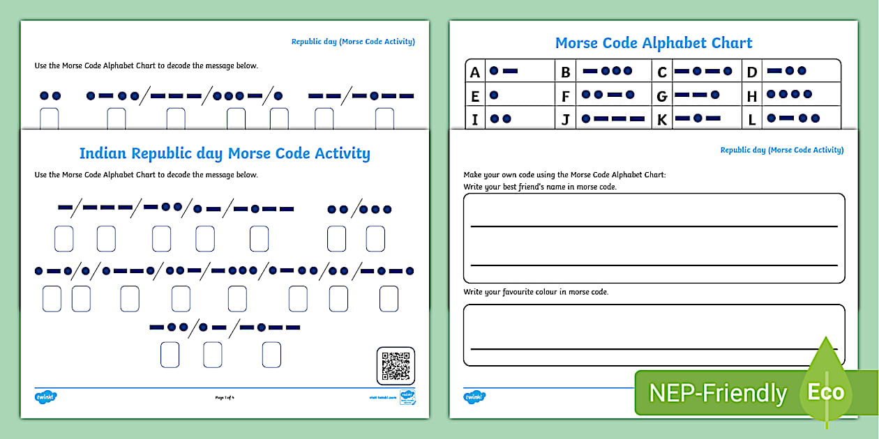 Republic day of India Morse Code Activity - Twinkl