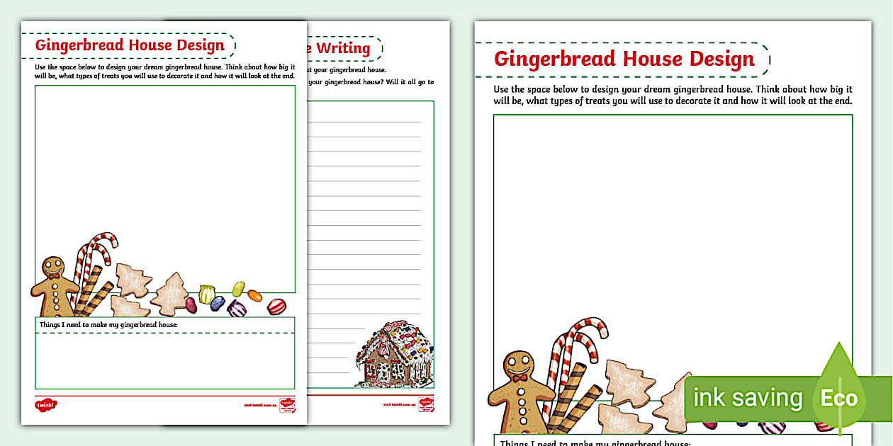 Gingerbread House Design and Write Activity (teacher made)