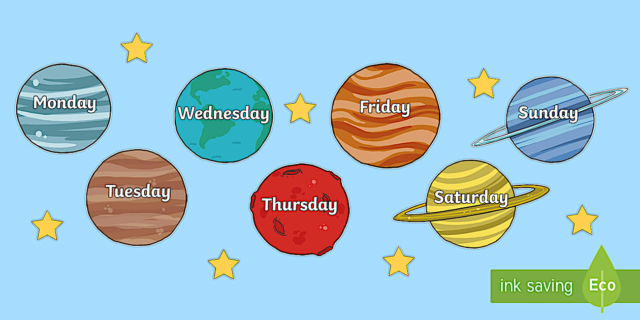 Cursive Days Of The Week Planets (Australia) - Twinkl