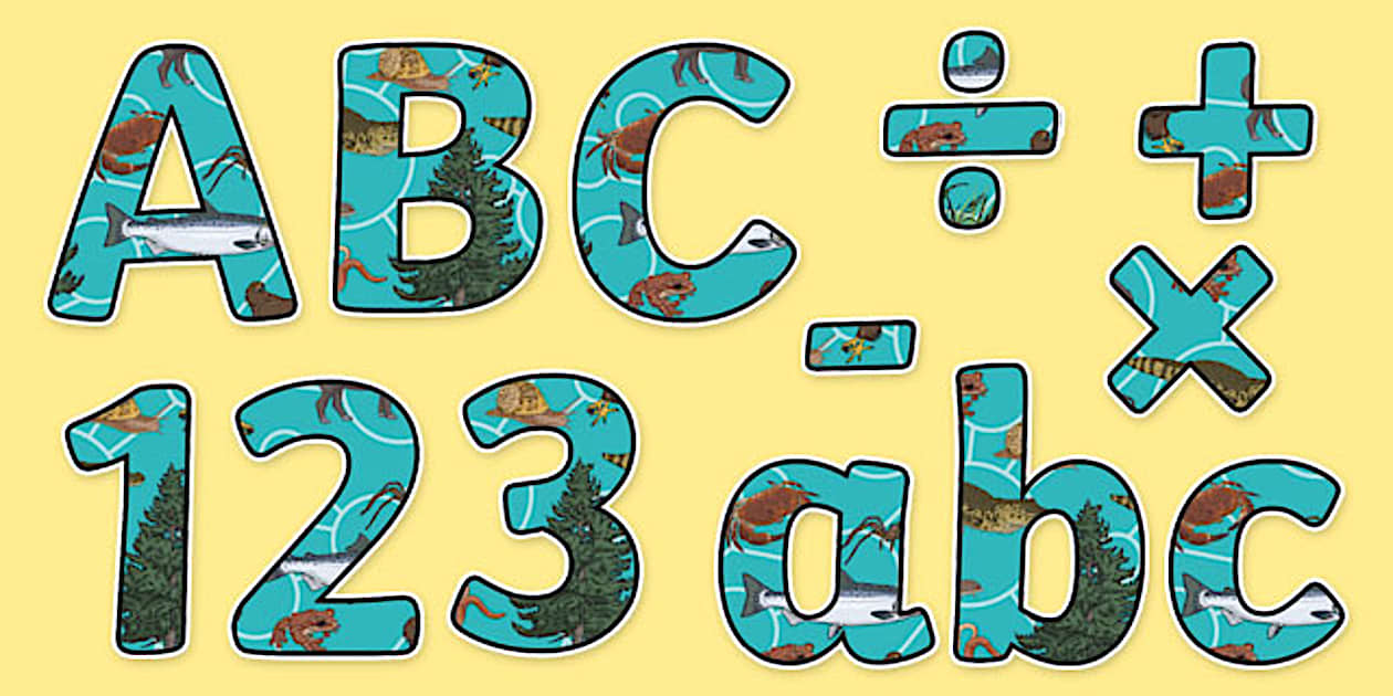 Living Things and their Habitats Themed Display Letters and Numbers Pack