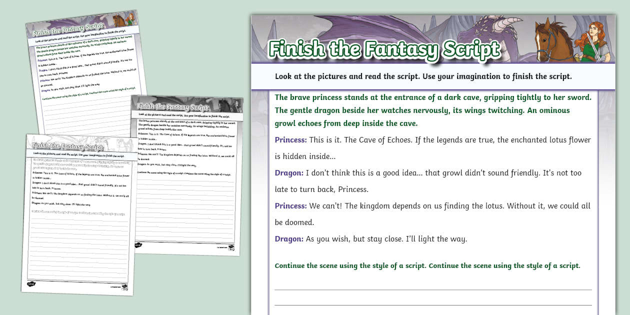 Finish the Fantasy Script - Twinkl Templates (Teacher-Made)