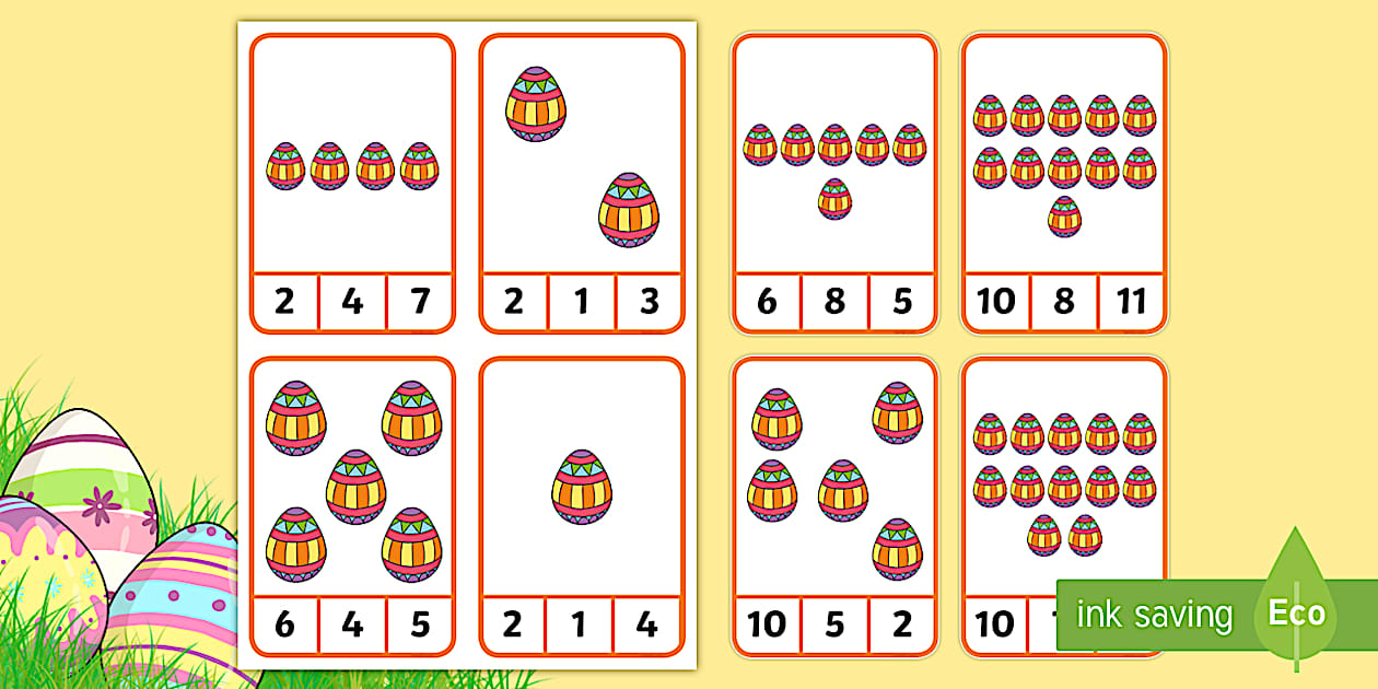Easter Egg Counting Peg Cards Activity (teacher made)