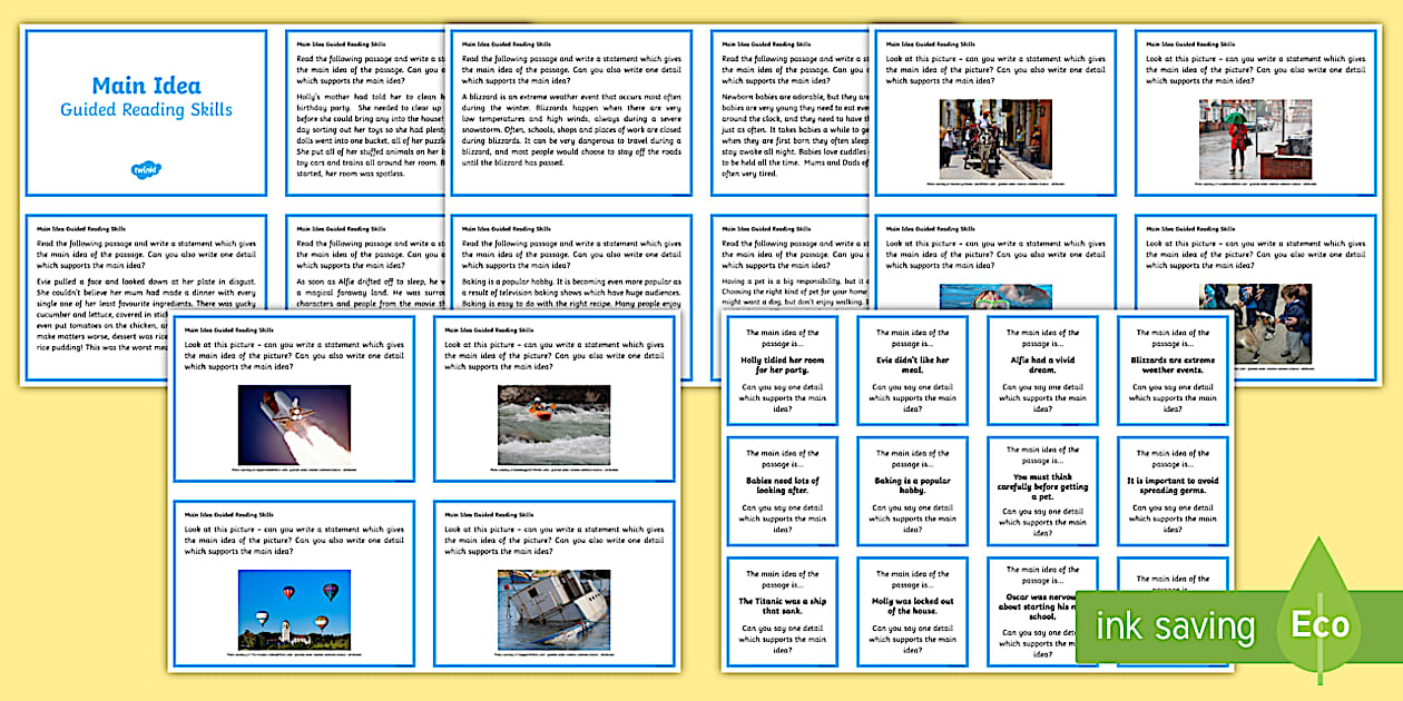Guided Reading Skills Task Cards Main Idea - Twinkl