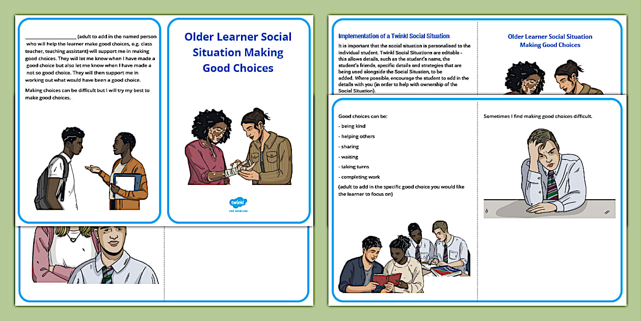 Older Learner Social Situation Making Good Choices - Twinkl