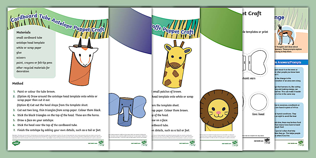 Climate Change Animal Puppets Craft and Talking Prompt Pack