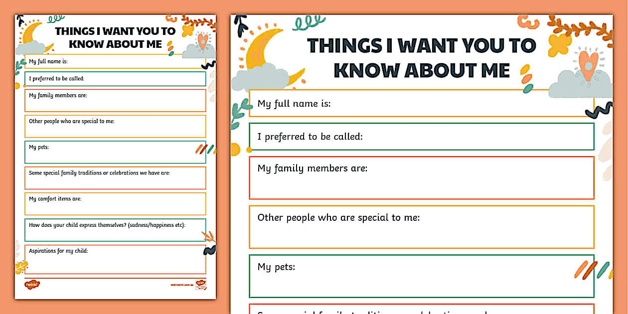 Things I Want You to Know About Me (Teacher-Made) - Twinkl