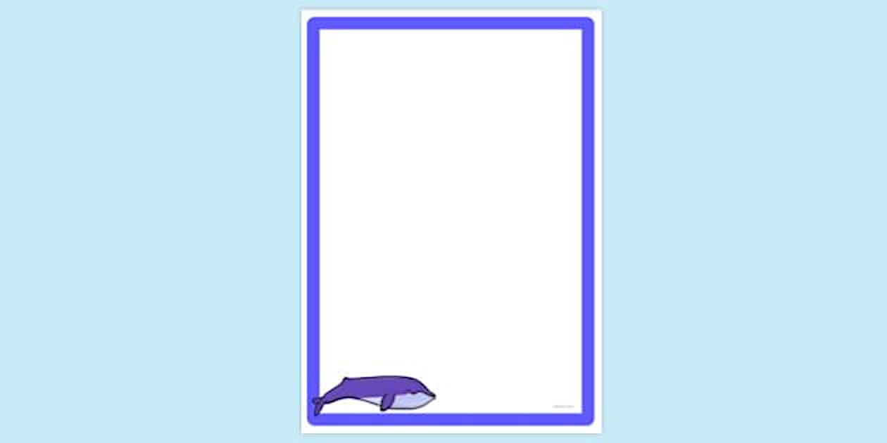 Simple Blank Whale Page Border | Page Borders | Twinkl