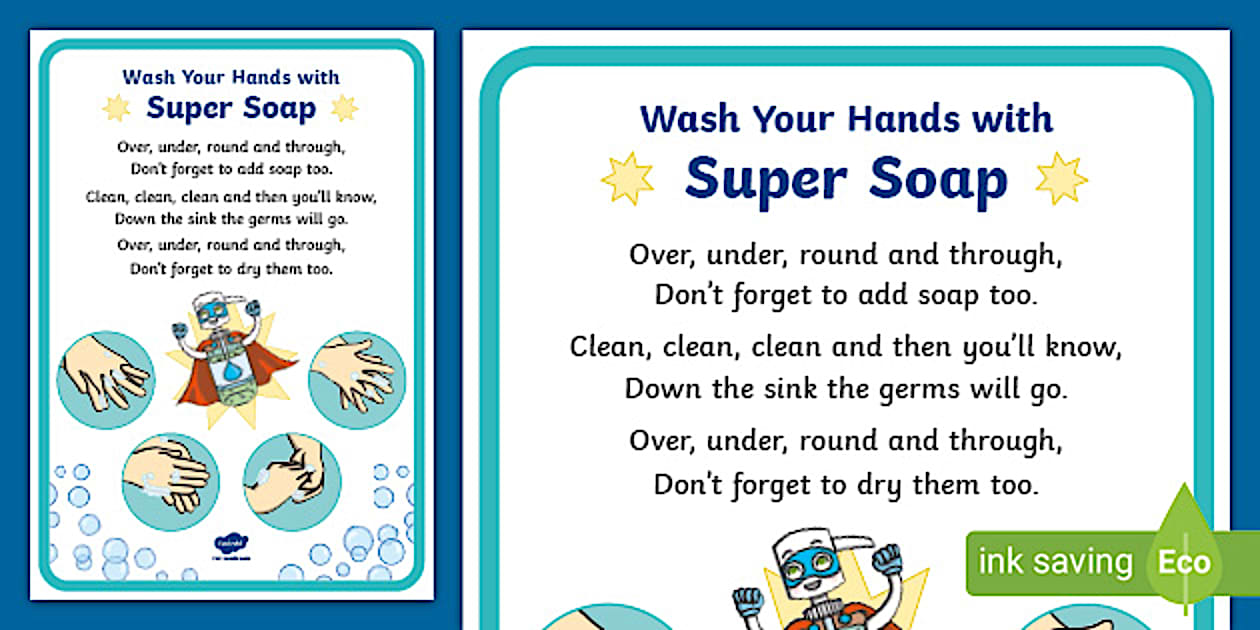 Black and White Super Soap's Handwashing Display Poster