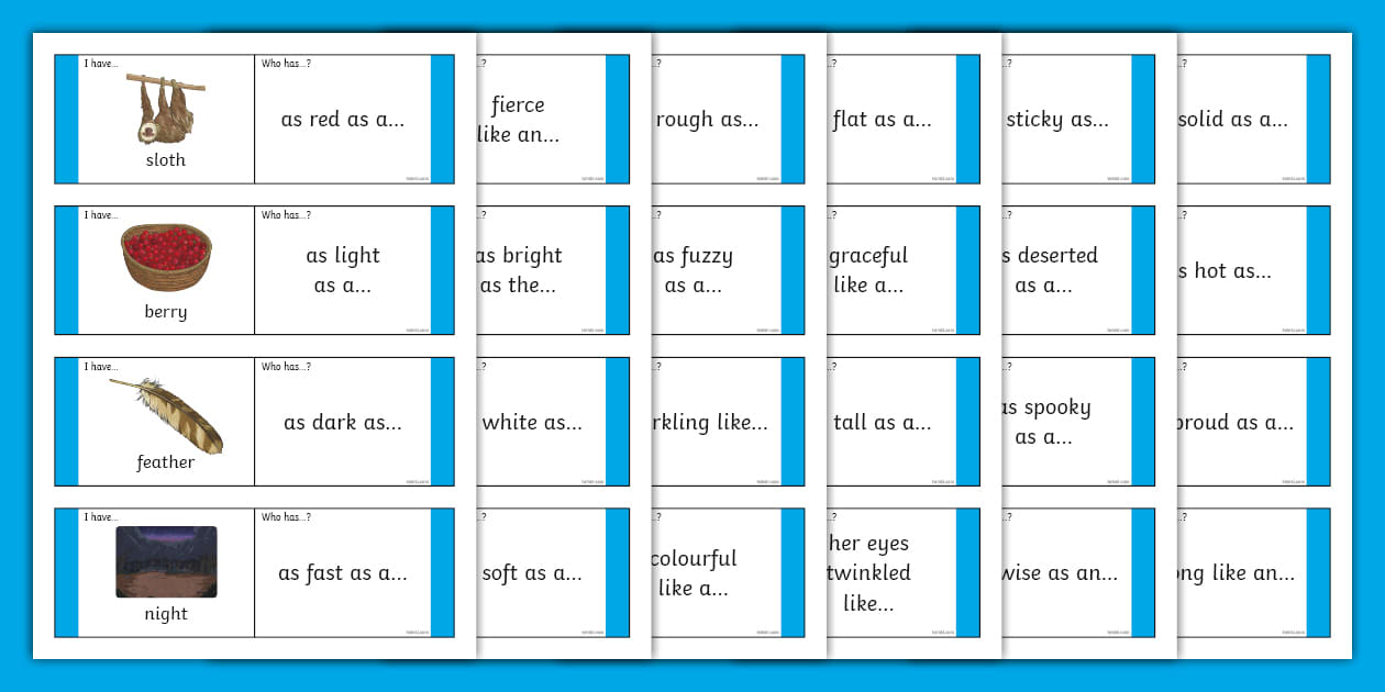 Similes Loop Cards - KS2 (teacher made) - Twinkl