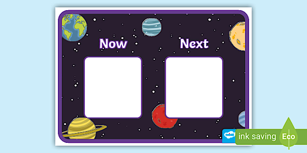 Editable Space-Themed Now and Next Visual Aid - Twinkl