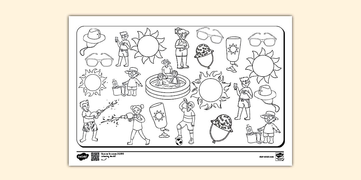 Sun Safety Doodles Colouring Sheet (teacher made) - Twinkl
