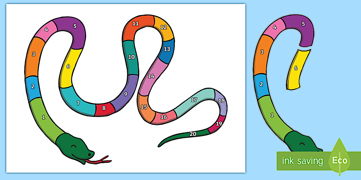1 to 20 Ordering Snake Puzzle - Twinkl