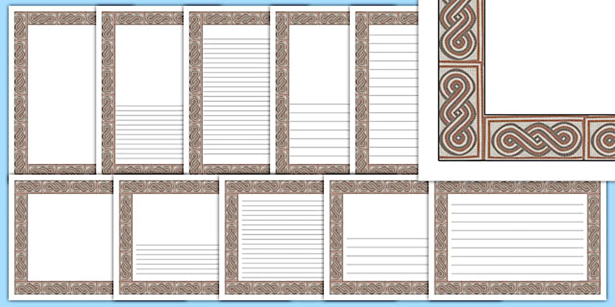 Black and White Roman Mosaic Themed Page Borders - Twinkl