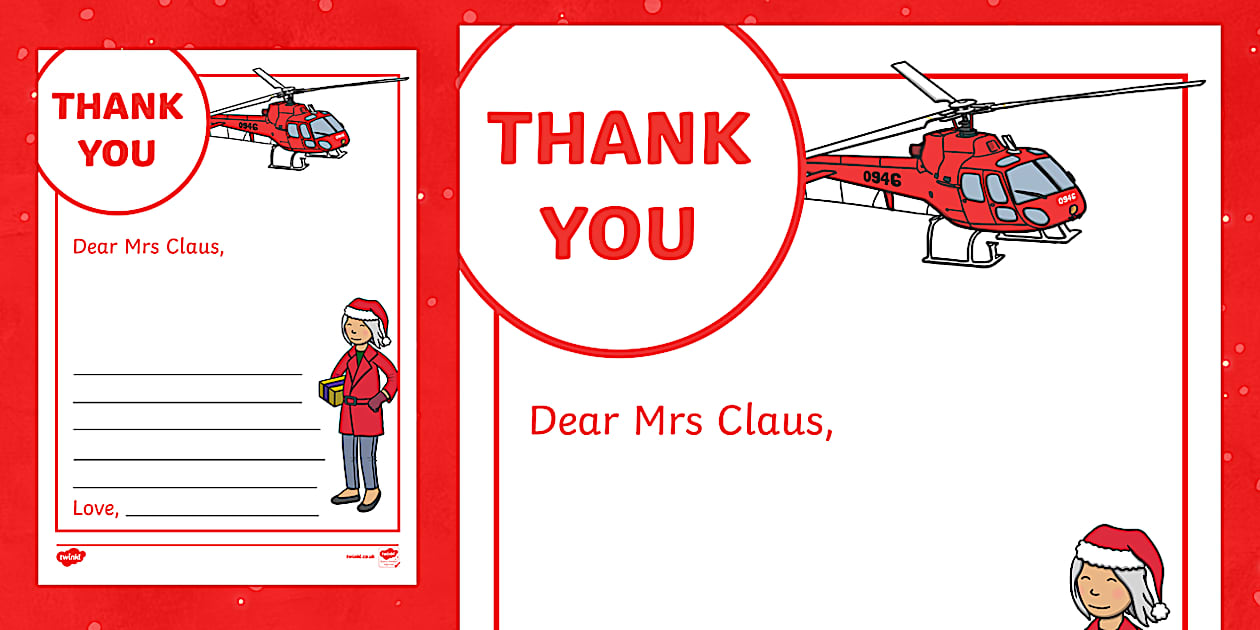 Black and White Thank You Letter to Mrs Claus Activity