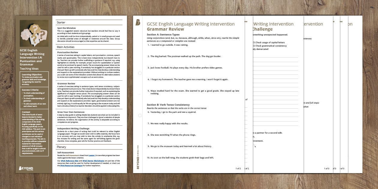 GCSE English Language Writing Intervention - L4: Punctuation and Grammar