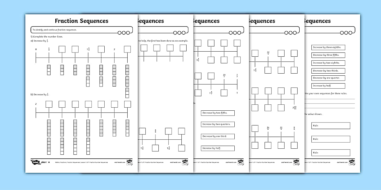 👉 Worksheets: To identify and continue fraction sequences