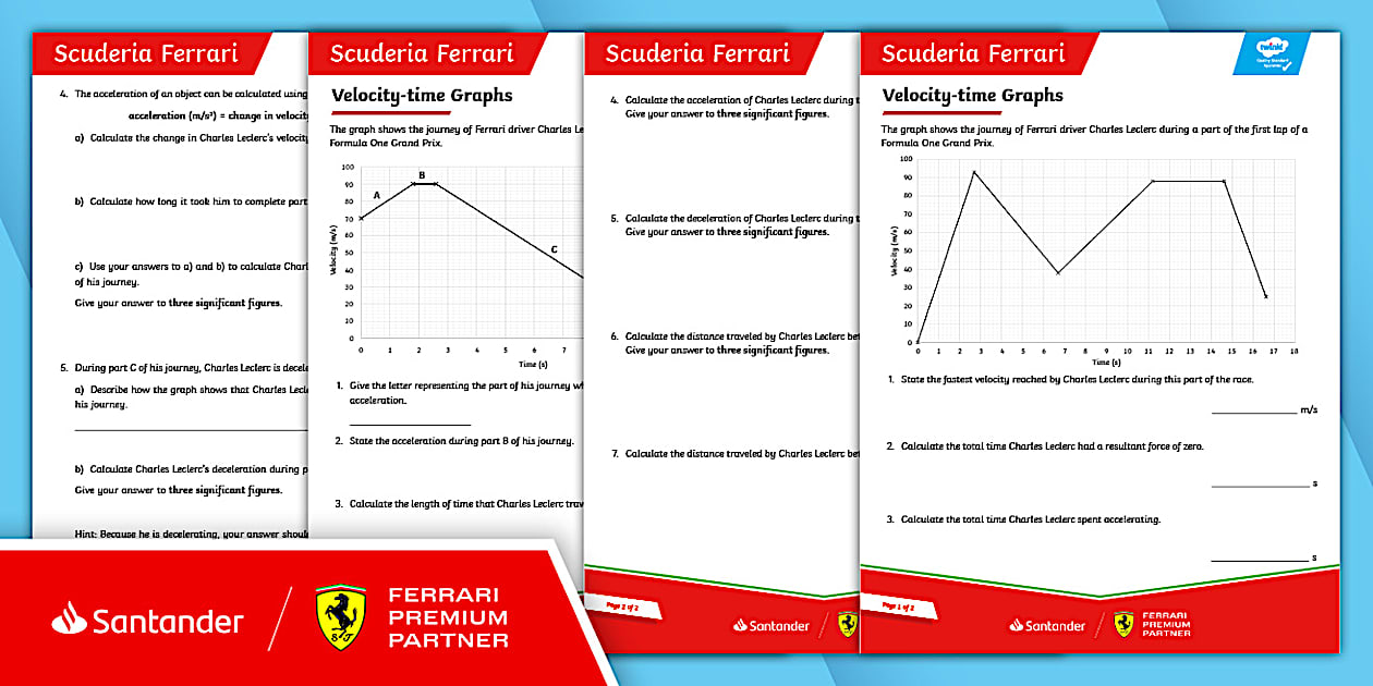 FREE! - Scuderia Ferrari F1: Velocity-time Graphs Worksheet for 6th-8th ...