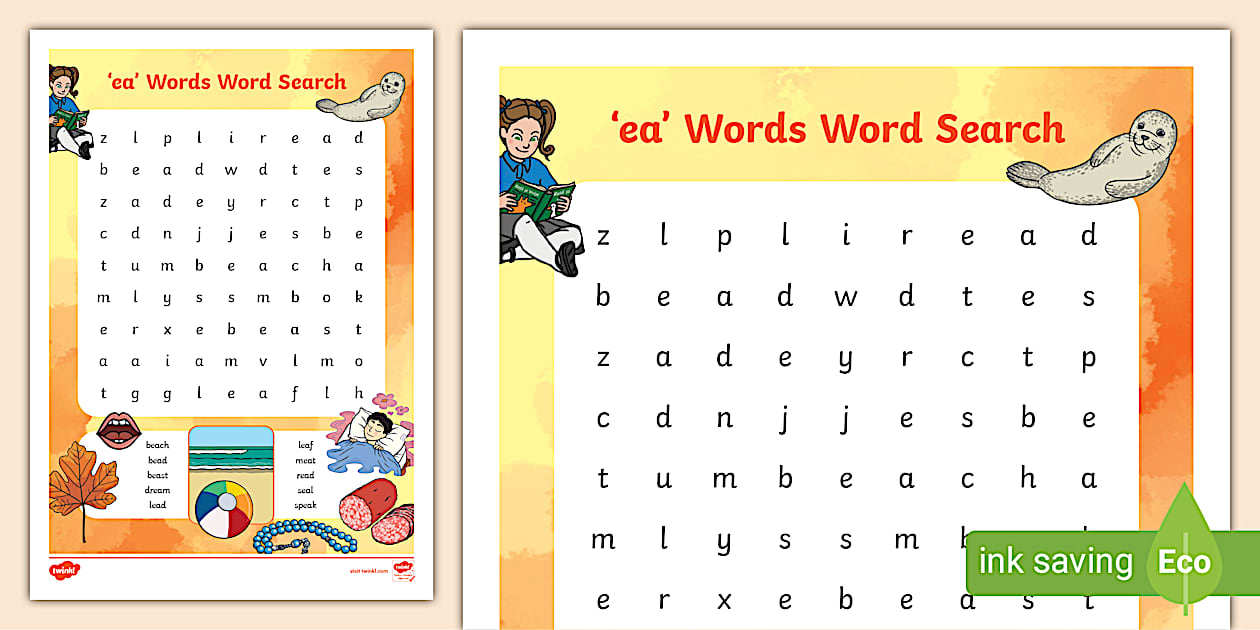 'ea' Words Word Search (teacher made) - Twinkl
