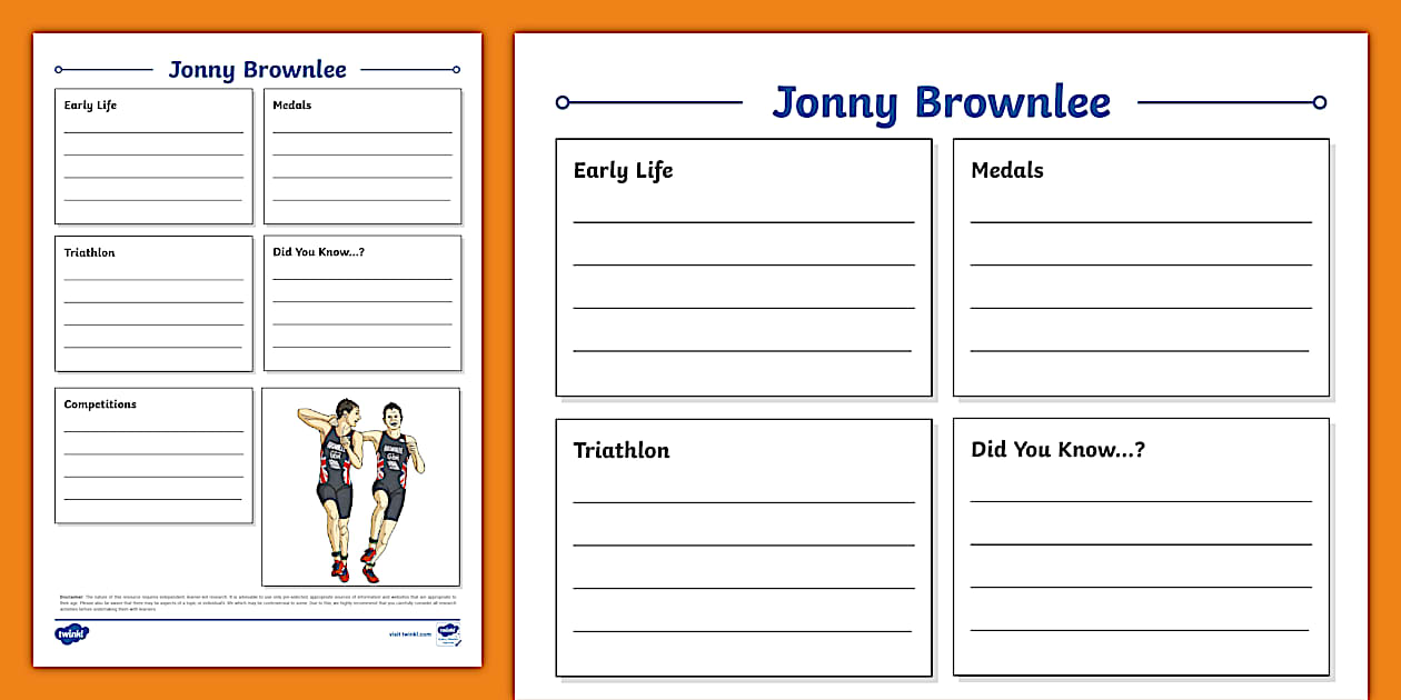 Jonny Brownlee Fact File Template (teacher made) - Twinkl